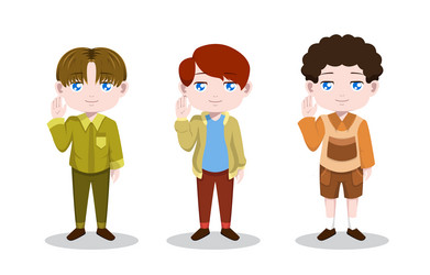 Boy child kid standing clothes front view cartoon Vector Image