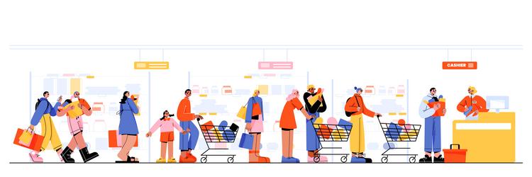 Angry queue in store dissatisfied customers line Vector Image