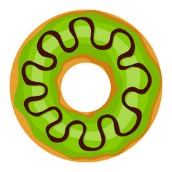 Donut top view sweet dessert into glaze for menu Vector Image