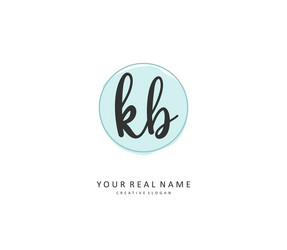 K b kb initial letter handwriting and signature Vector Image