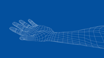 Wireframe hand gestures grabbing gesture open Vector Image