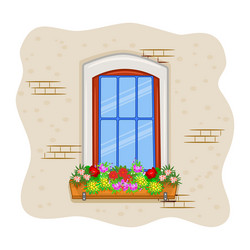 Window with shutters and flowers Royalty Free Vector Image