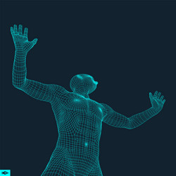 3d wireframe human body t-pose front view Vector Image