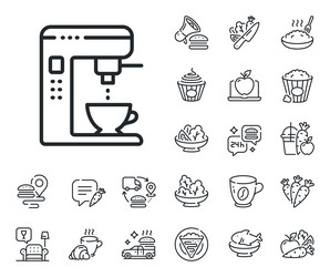 Coffee maker line icon vending machine sign make Vector Image