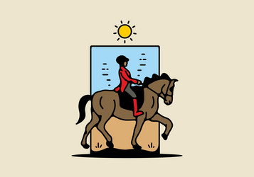 Line art of riding horse Royalty Free Vector Image