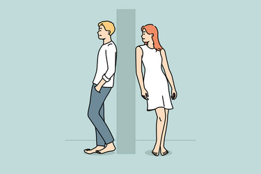 Man and woman separated by wall Royalty Free Vector Image