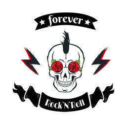 Rock forever skull poster Royalty Free Vector Image