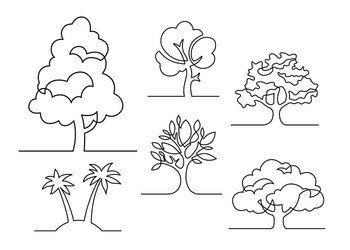 Primitive simple contour line trees nature plants Vector Image