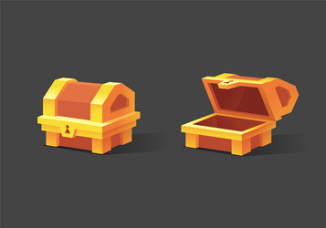 Wooden chest set for game interface Royalty Free Vector