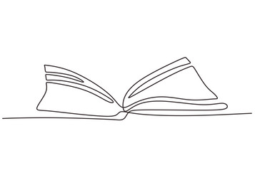 One line drawing of knowledge tree book Royalty Free Vector