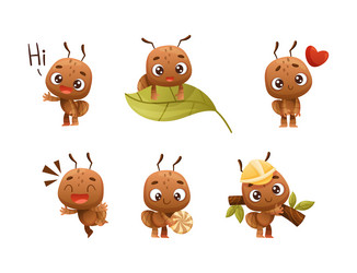 Cute little ant baby doing various activity big Vector Image
