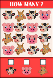 Education counting game of farm animals Royalty Free Vector