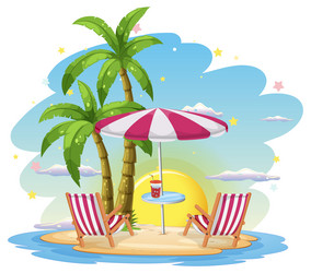 Summer beach scene template Royalty Free Vector Image