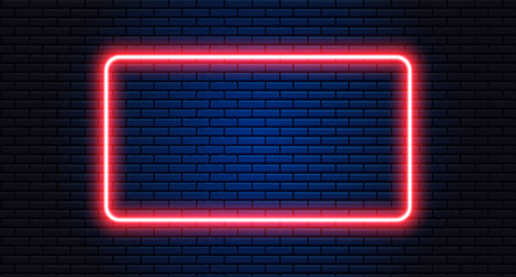 Color rectangle neon frame glowing light Vector Image