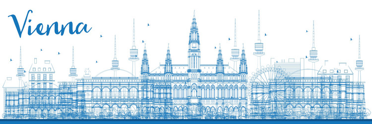 Outline vienna skyline with blue buildings Vector Image