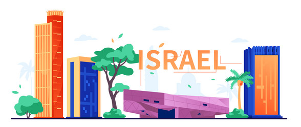Village life in israel - modern colored Royalty Free Vector