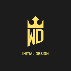 Initial letter wd shield and crown logo style Vector Image