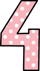 Number 2 with white polka dots on pastel pink Vector Image