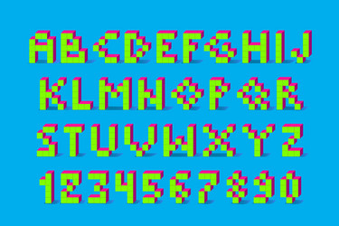 Pixel font 8-bit symbols digital video game Vector Image