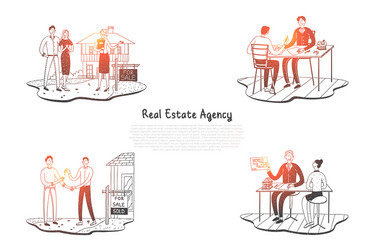 Happy people character buying real estate Vector Image