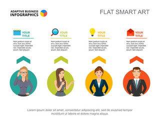 Four steps work process chart template Royalty Free Vector
