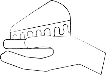 Hand holding birthday cake slice food Royalty Free Vector