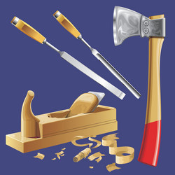 Carpenter chisel icons set neon Royalty Free Vector Image