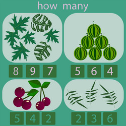 Count how many items in the pictures Royalty Free Vector