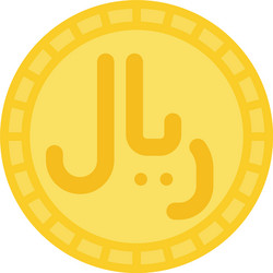 Iranian rial symbol on gold coin Royalty Free Vector Image
