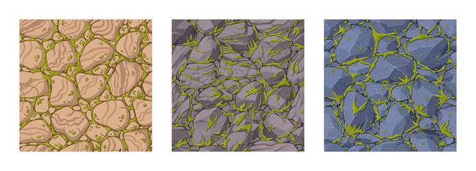 Cartoon pavement moss plants creeps on pavement Vector Image