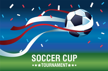 Soccer cup tournament poster with balloon Vector Image