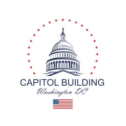 Capitol building on background of the map Vector Image