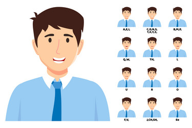 Cartoon businessman character lip sync Royalty Free Vector