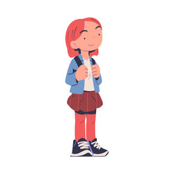 Cute joyful elementary school girl in casual Vector Image