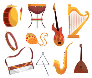 Different types of musical instruments Royalty Free Vector