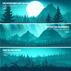 Horizontal mountain forest banner Royalty Free Vector Image
