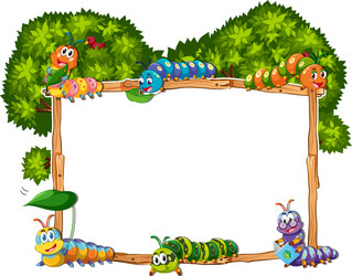 Border template with green caterpillars Royalty Free Vector