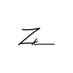 Letter zk signature logo template Royalty Free Vector Image