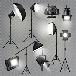 Shooting studio lights composition Royalty Free Vector Image