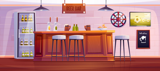 Bar pub counter interior cartoon Royalty Free Vector Image