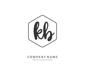 K b kb initial letter handwriting and signature Vector Image
