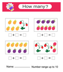 Math game for kids preschool worksheet activity Vector Image