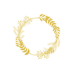 Holly christmas floral gold wreath frame Vector Image