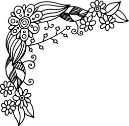 Doodle frame with flowers coloring page Royalty Free Vector