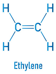 Ethylene or ethene molecule skeletal formula Vector Image
