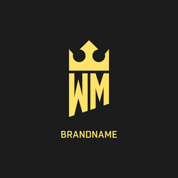 Initial letter wm shield and crown logo style Vector Image