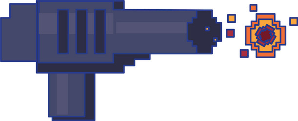 Retro videogame handgun shooting pixelated cartoon