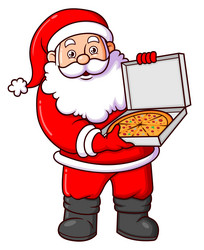 Hungry santa claus is eating delicious pizza Vector Image