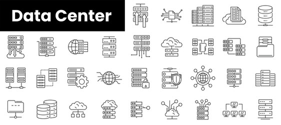 Set of outline exhibition center icons Royalty Free Vector