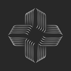 Cross shape logo pattern from metallic parallel Vector Image